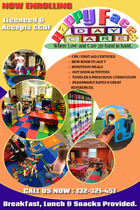 Orange Professional Daycare And Preschool Flyer Poster Template ...