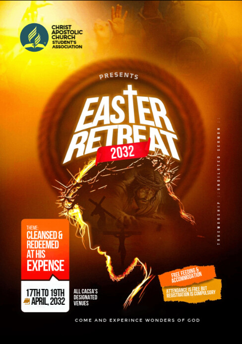 Orange Professional Easter Retreat Flyer A5 Template | PosterMyWall