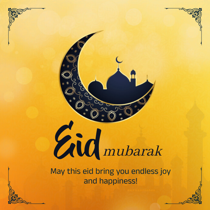 Orange Professional Eid Mubarak Instagram Pos Template | PosterMyWall