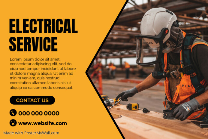Orange Professional Electrical Service Poster Template | PosterMyWall