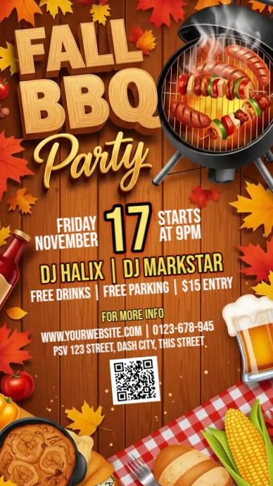 Orange Professional Fall Bbq Party Template Instagram Reel | PosterMyWall