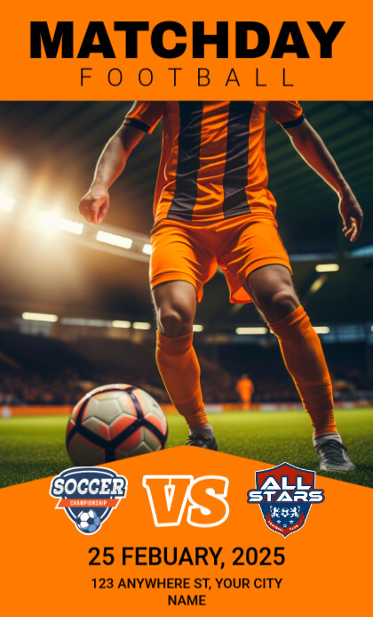 Copy of Orange Professional Football Match Day Us Legal | PosterMyWall
