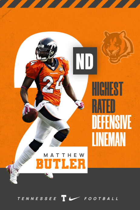 Copy of Orange Professional Football Player Of The Week Poster ...