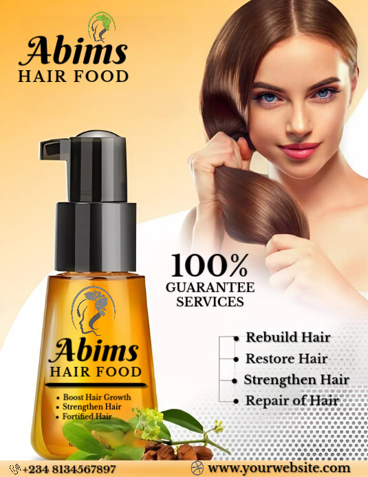 Orange Professional Hair Food And Care Design Template Flyer (us Letter ...