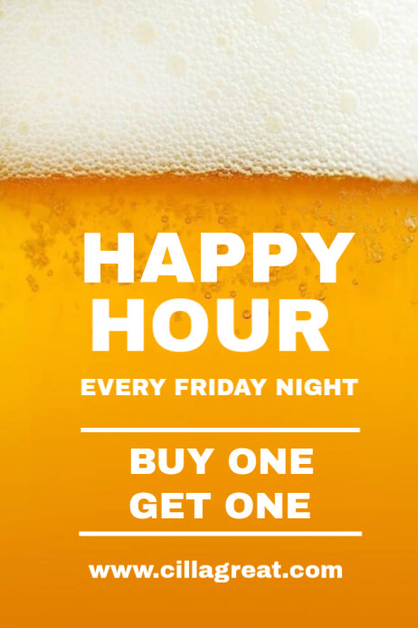 Orange Professional Happy Hour Day Poster Template | PosterMyWall