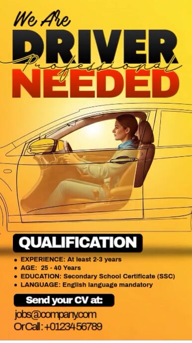 Orange Professional Hiring Driver Flyer Instagram Reel Template ...