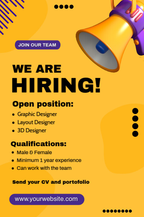 Orange Professional Hiring Poster Template | PosterMyWall