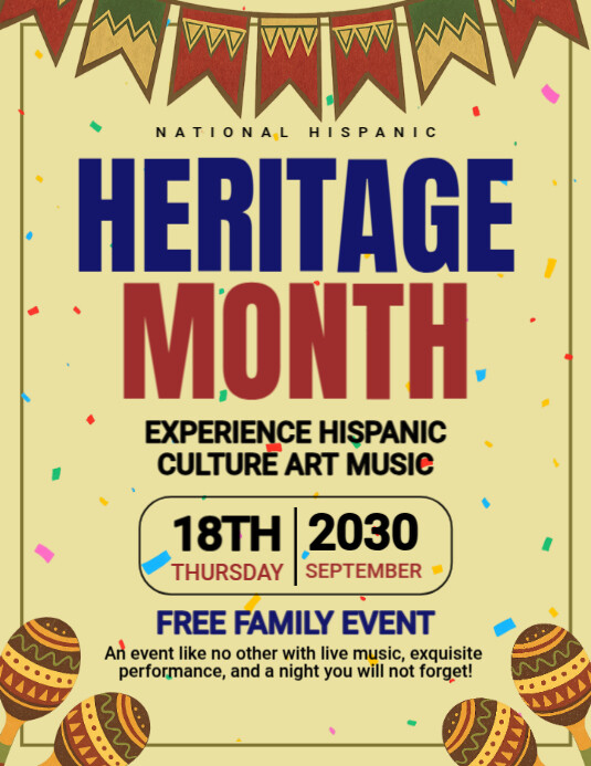 Orange Professional Hispanic Heritage Flyer (us Letter) Template ...