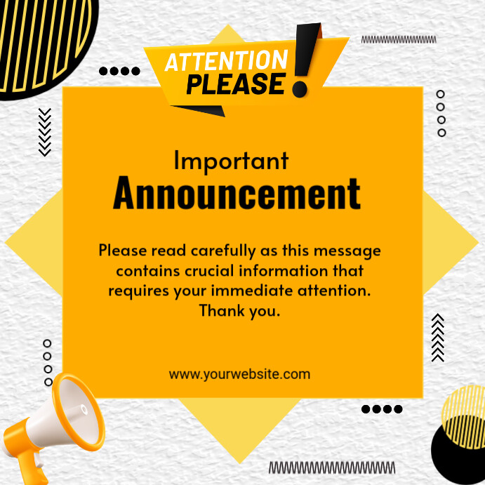 Orange Professional Important Announcement Instagram Post Template ...