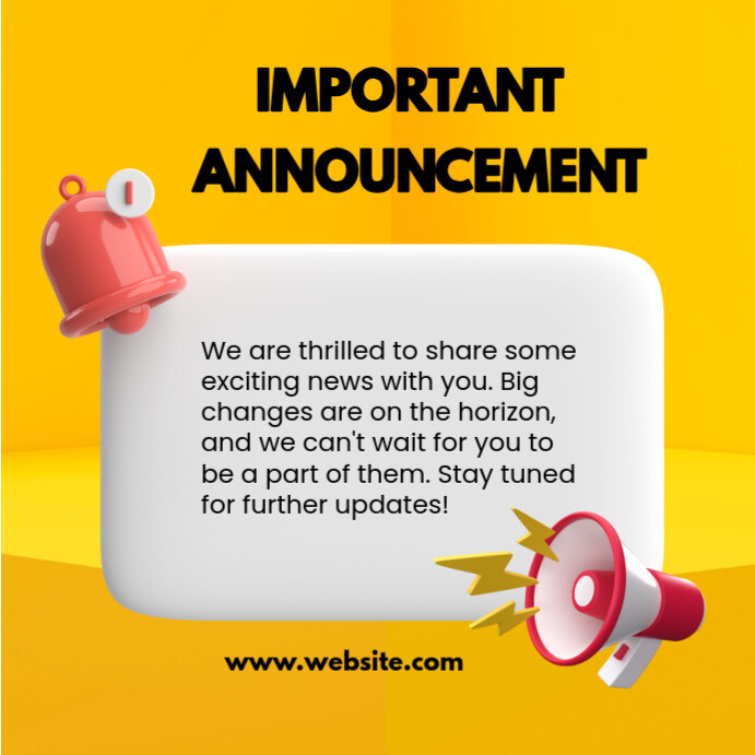 Orange Professional Important Announcement Instagram Post Template ...