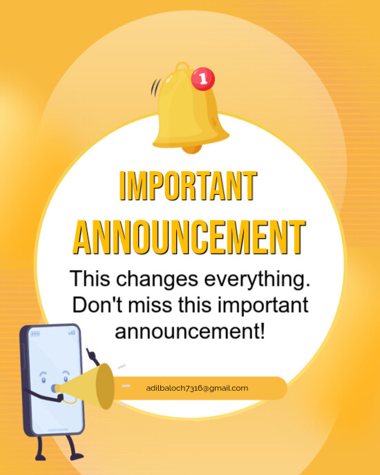 Modèle Orange Professional Important Announcement Instagram Portrait ...