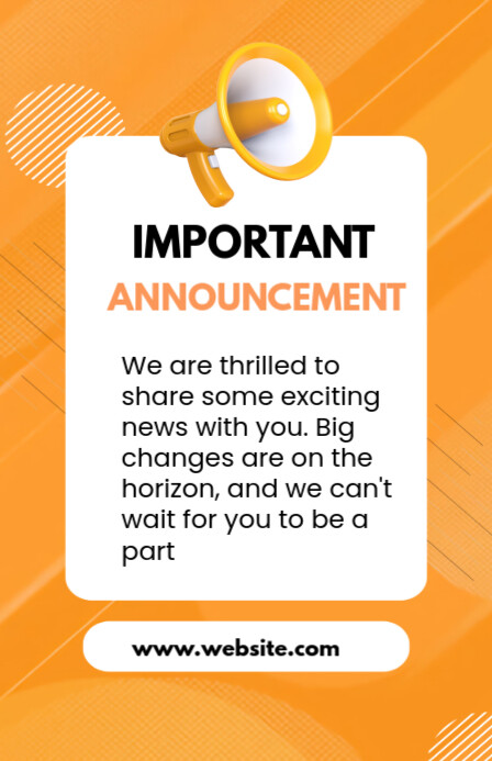 Orange Professional Important Announcement Notification Posters Tabloid ...