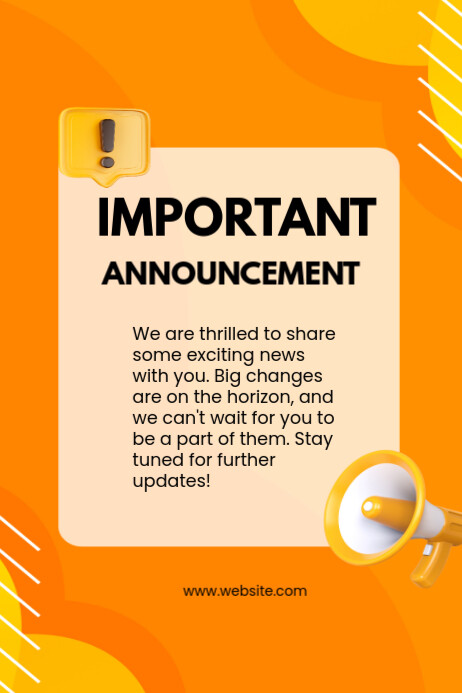 Orange Professional Important Announcement Poster Template | PosterMyWall