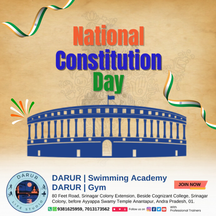 Plantilla de Orange Professional Indian Constitution Day Instagram Post ...