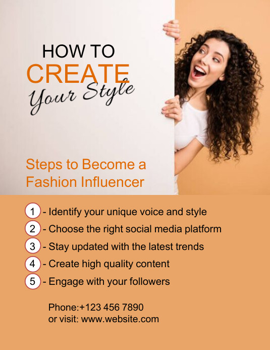 Orange Professional Influencer Flyer (us Lett Template | PosterMyWall