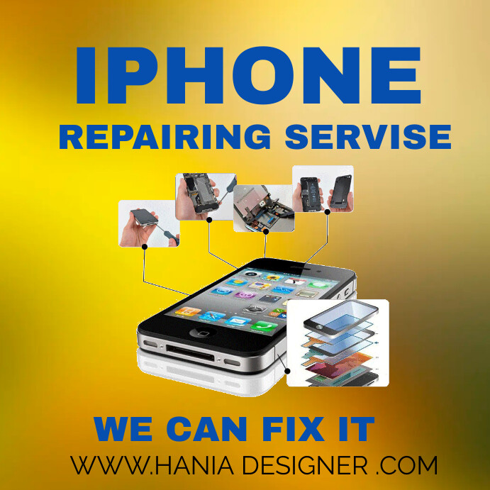 Orange Professional Iphone Reparing Servise I Template | PosterMyWall