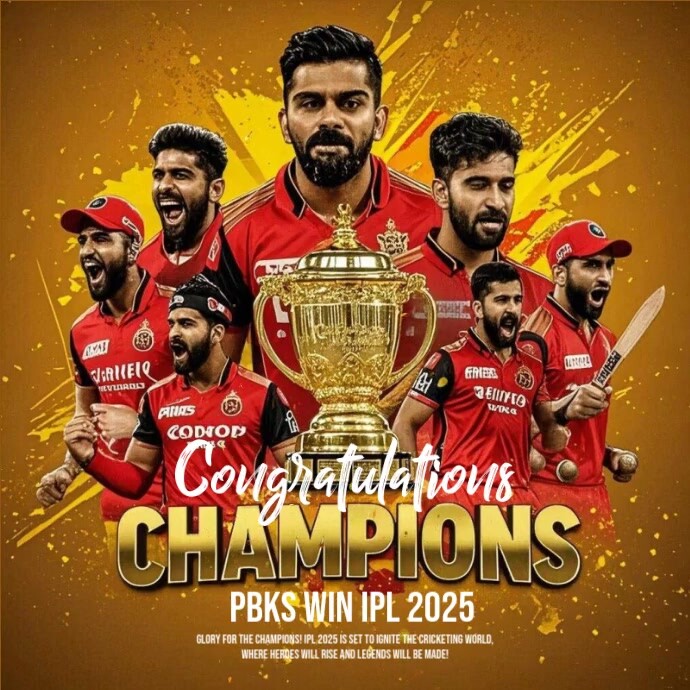 Orange Professional Ipl Champion 2025 Instagram Post Template ...