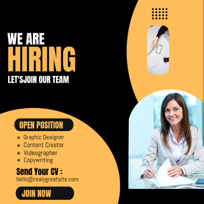 Orange Professional Job Hiring Instagram Post Template | PosterMyWall
