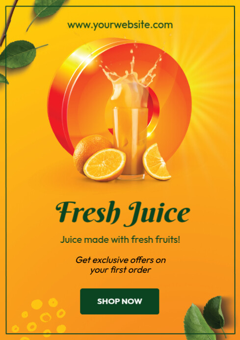 Modèle Orange Professional Juice Menu A4 | PosterMyWall