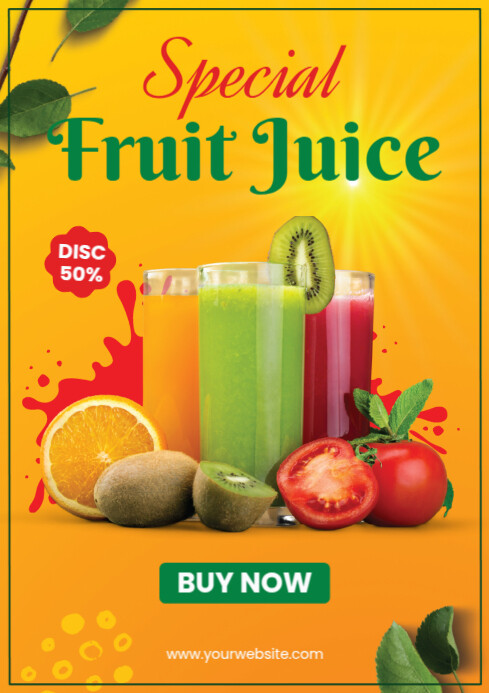 Orange Professional Juice Menu A4 Template | PosterMyWall