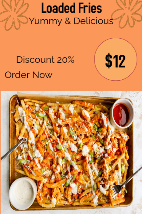 Orange Professional Loaded Fries Poster Template | PosterMyWall