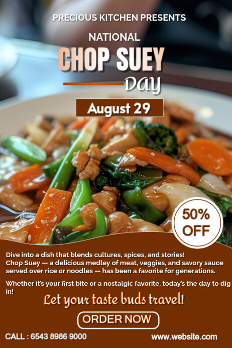 Orange Professional National Chop Suey Day Poster Template | PosterMyWall