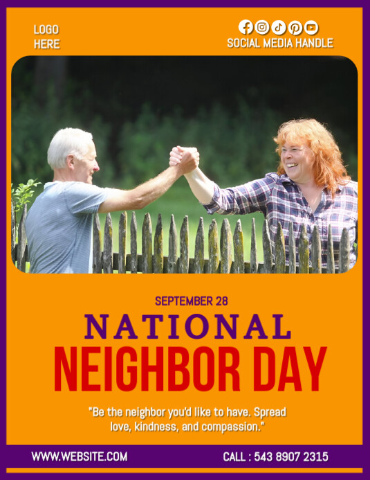 Orange Professional National Neighbor Day Fl Template | PosterMyWall