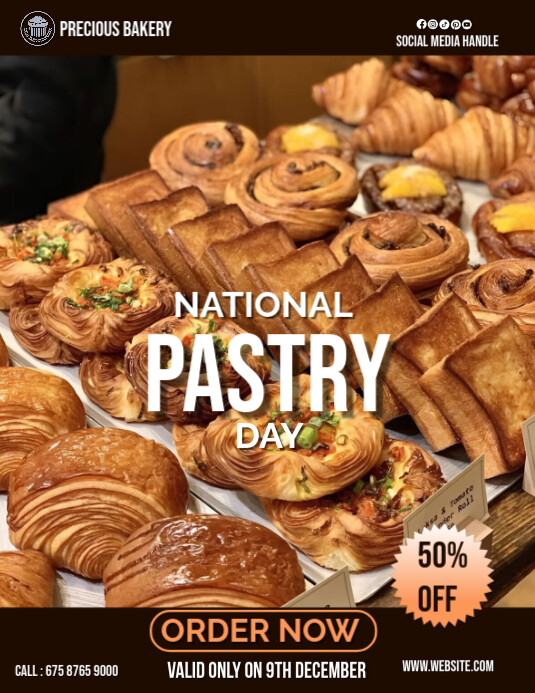 Orange Professional National Pastry Day Flyer (us Letter) Template ...