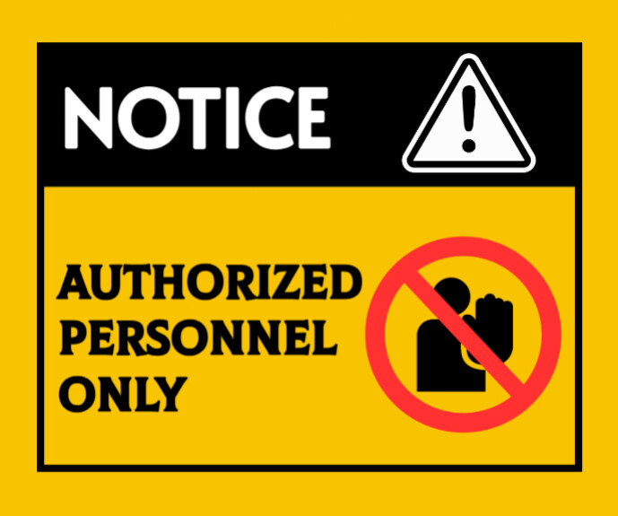 Orange Professional Notice Authorized Personnel Large Rectangle ...