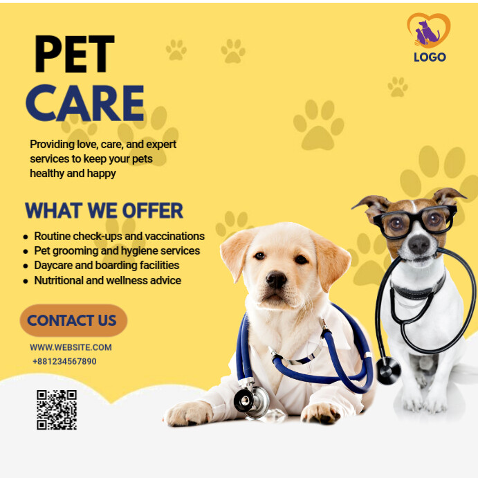 Copy of Orange Professional Pet Care Square (1:1) | PosterMyWall