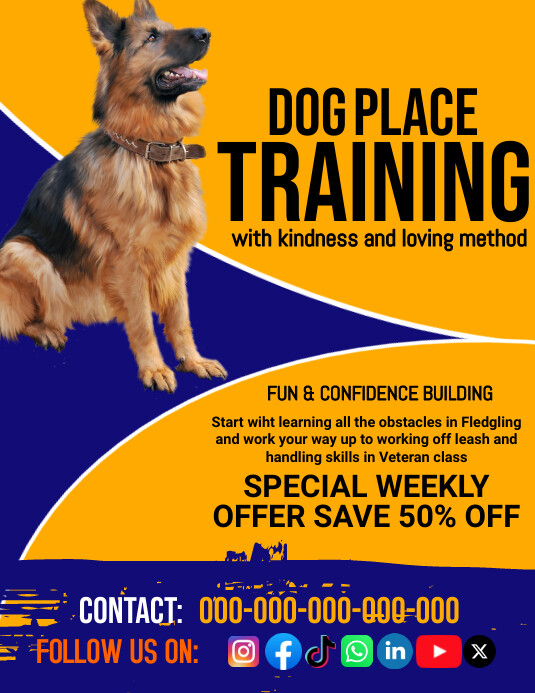 Copy of Orange Professional Professional Dog Training | PosterMyWall