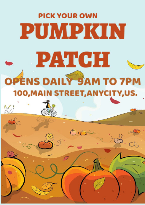 Orange Professional Pumpkin Patch Poster DESIGN A4 Template | PosterMyWall