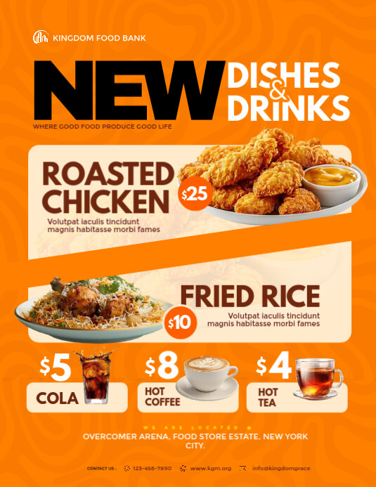 Copy of Orange Professional Restaurants Design Flyer (us Letter ...