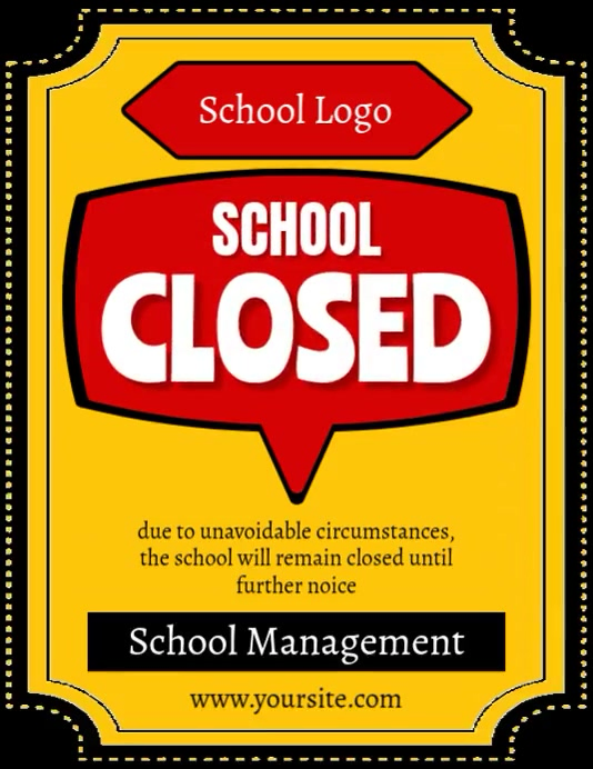 Orange Professional School Closed Flyer (us Letter) Template | PosterMyWall