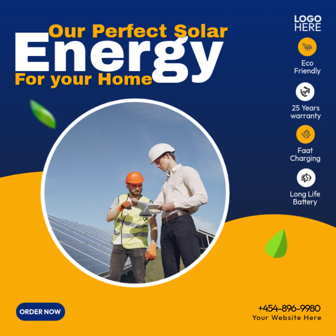 Orange Professional Solar Energy Template Design Instagram Post ...