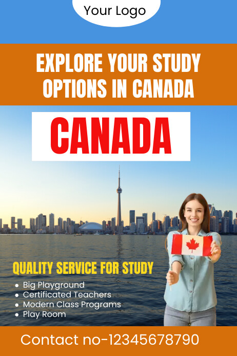 Orange Professional Study Abroad Canada Flyer Template | PosterMyWall