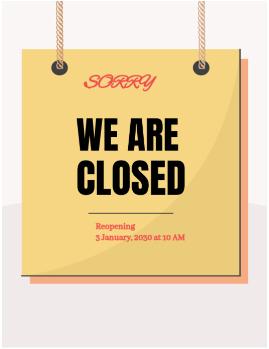 Plantilla de Orange Professional We Are Closed Flyer (us Letter ...