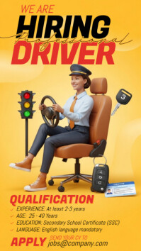 Professional We Are Hiring Driver Instagram Story Template | PosterMyWall