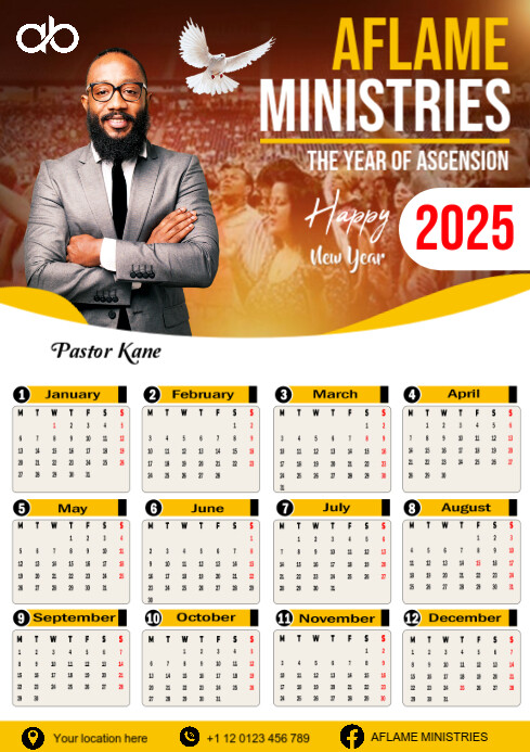 Copie de orange Professionnel Calendar 2025 A3 | PosterMyWall