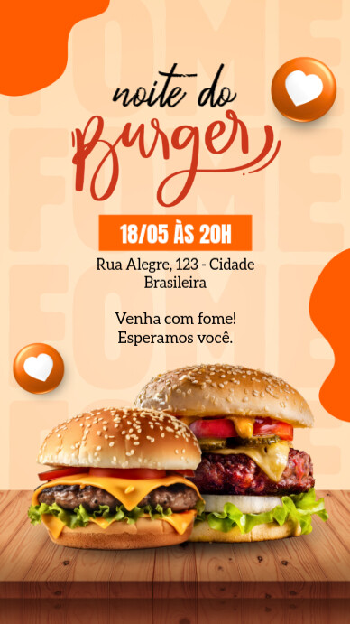 Plantilla de Orange Profissional Noite Do Burger História Do Instagram | PosterMyWall