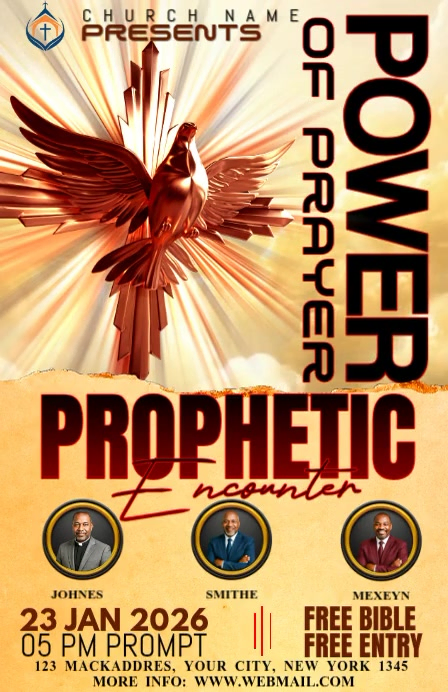 Orange Prophetic Prayer Event Half Page Wide Video Template | PosterMyWall