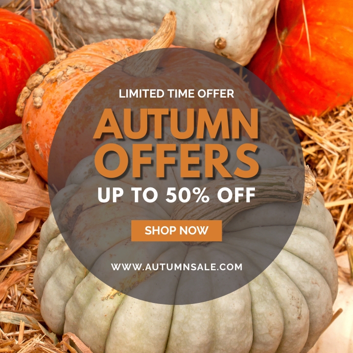 Orange Pumpkin Autumn Sale Instagram Post Template | PosterMyWall