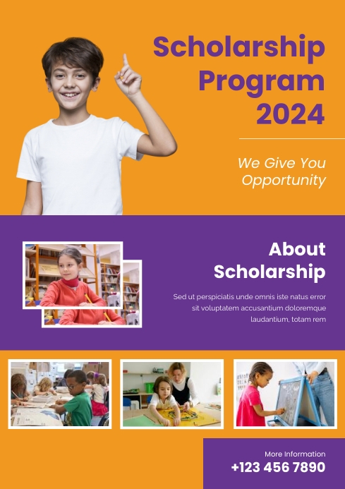 Orange Purple Scholarship Program Flyer Template | PosterMyWall