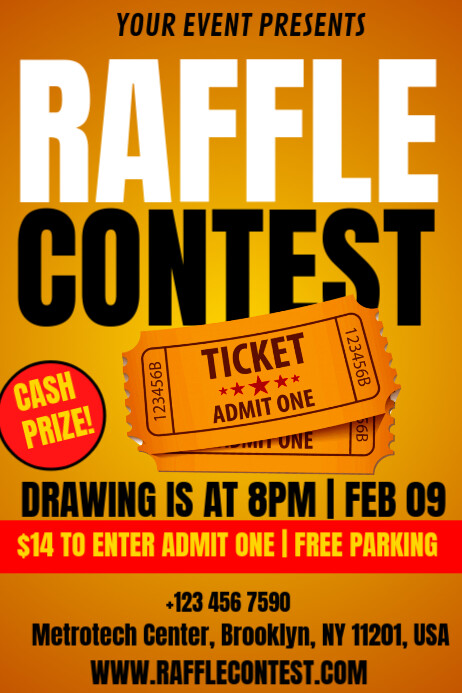 Orange Raffle Ticket Poster Template | PosterMyWall