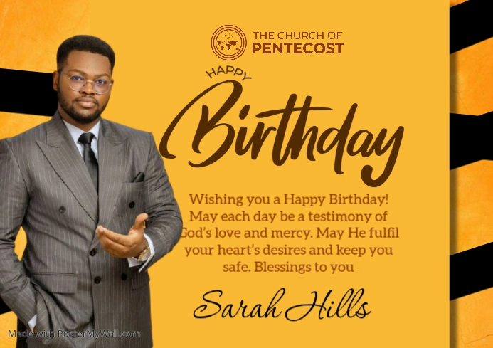 Orange Religious Birthday Greeting A1 Templat | PosterMyWall