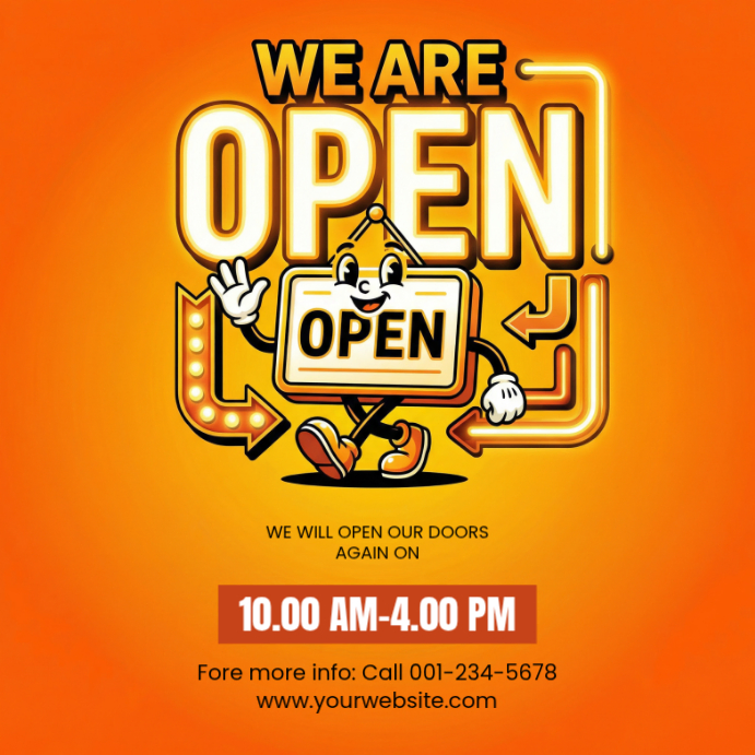 Orange Reopening Announcement Instagram Post Template | PosterMyWall
