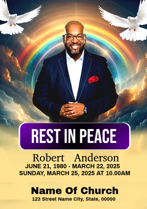 Orange Rest In Peace Flyer A1 Template | PosterMyWall