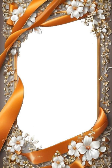 Orange Ribbon Floral Frame Template | PosterMyWall