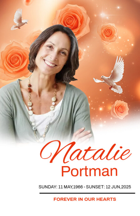 Orange rose floral funeral card template | PosterMyWall