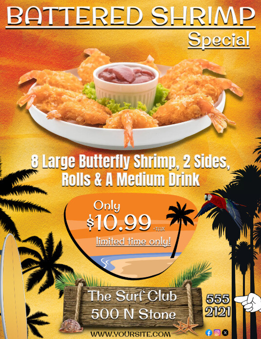 Copy of Orange Shrimp Special Ad Flyer Flyer (us Letter) | PosterMyWall